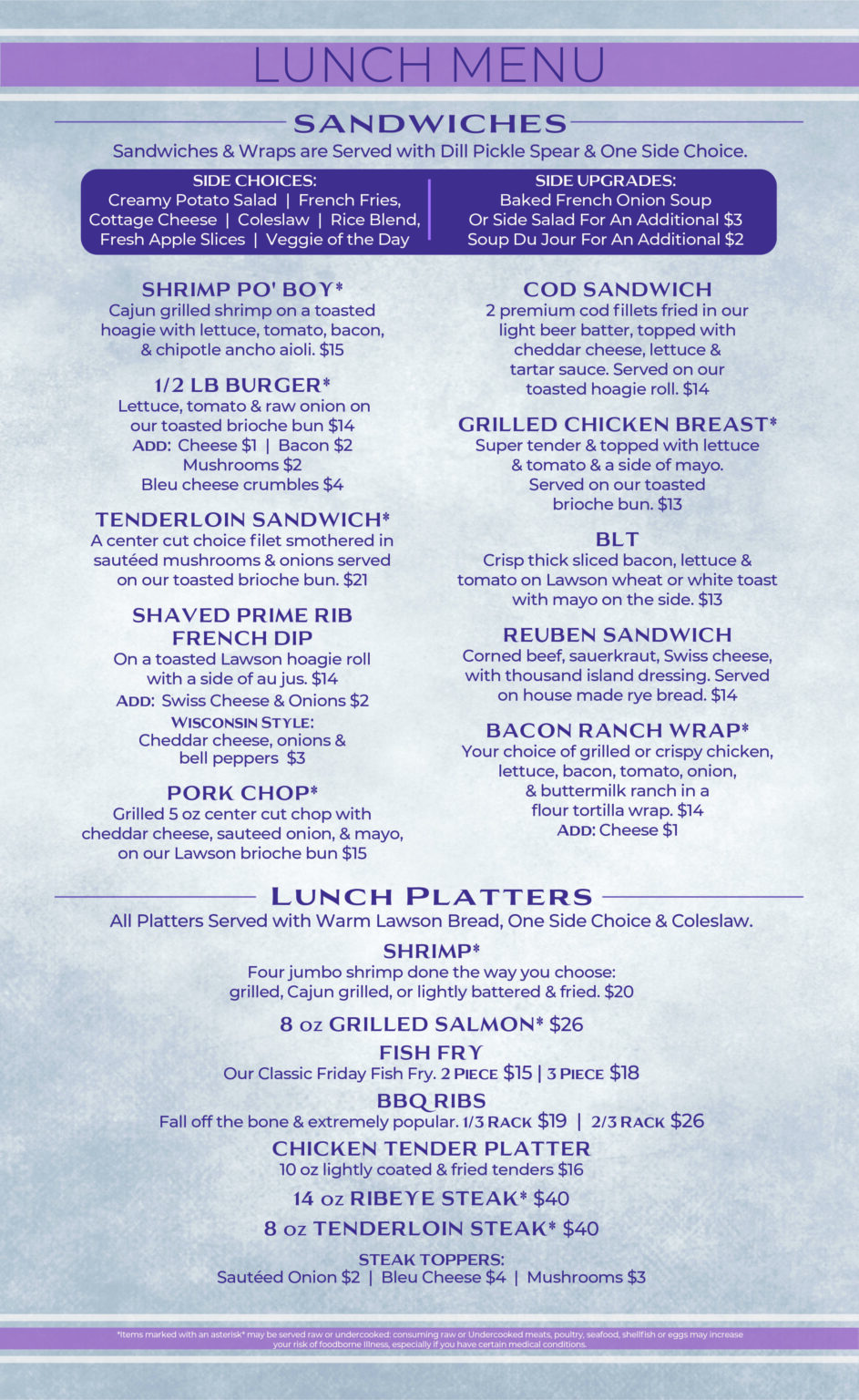 Menus – The Palms